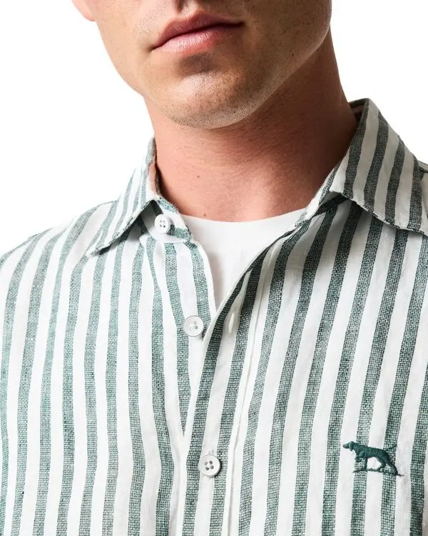 Rodd & Gunn Seadown Linen Striped Shirt - Forest