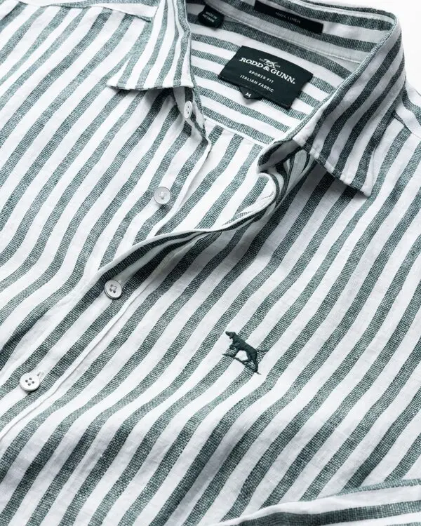Rodd & Gunn Seadown Linen Striped Shirt - Forest