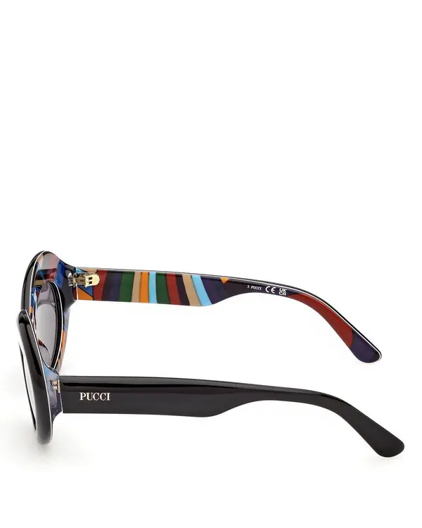 Emilio Pucci Oval Sunglasses, 52mm - Black/smoke