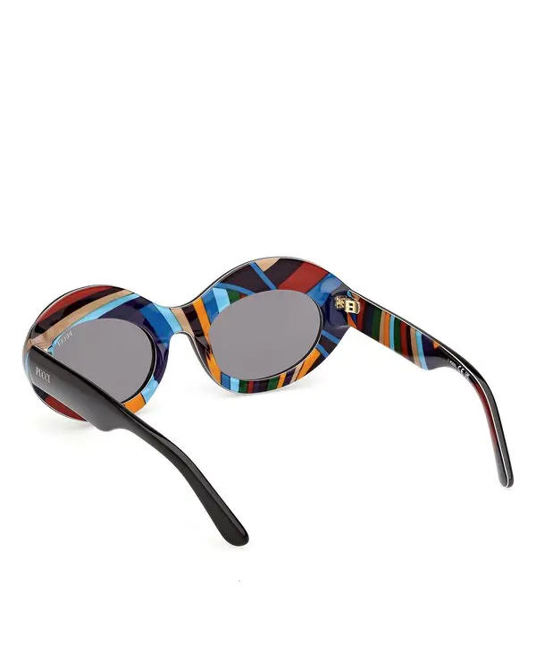 Emilio Pucci Oval Sunglasses, 52mm - Black/smoke