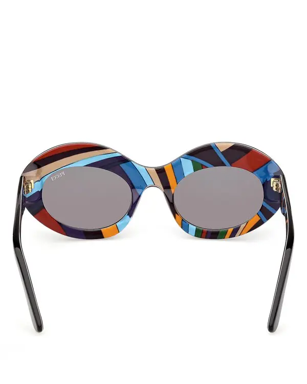 Emilio Pucci Oval Sunglasses, 52mm - Black/smoke