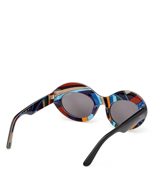 Emilio Pucci Oval Sunglasses, 52mm - Black/smoke