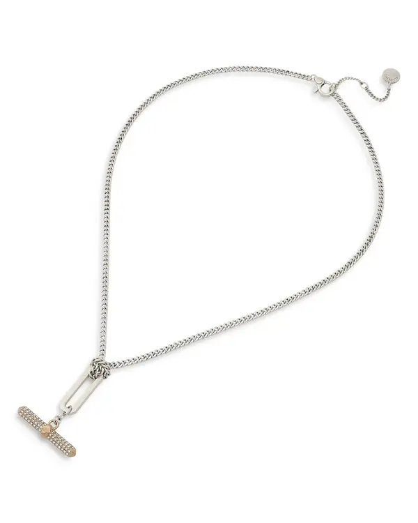 ALLSAINTS April Pave T Bar Lariat Necklace - Warm Brass