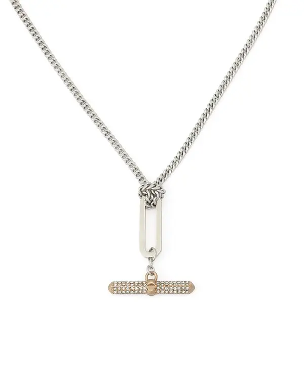 ALLSAINTS April Pave T Bar Lariat Necklace - Warm Brass
