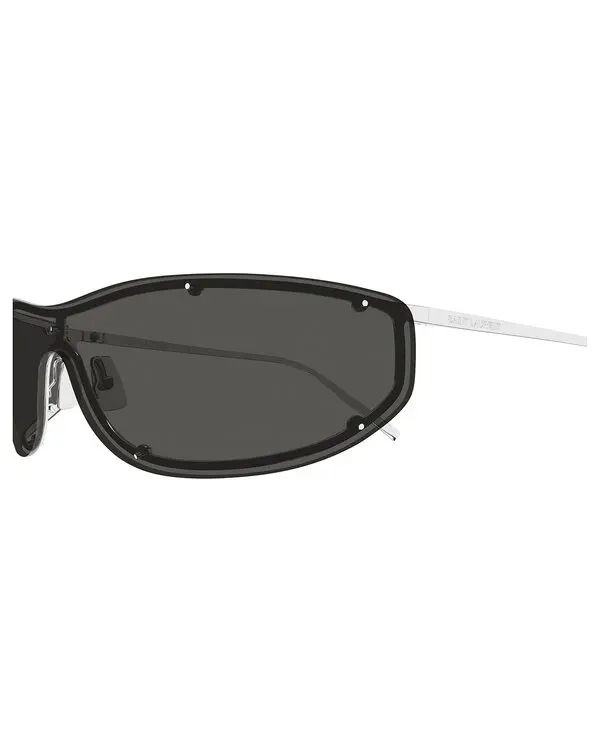 Saint Laurent Mask Sunglasses, 99mm - Silver