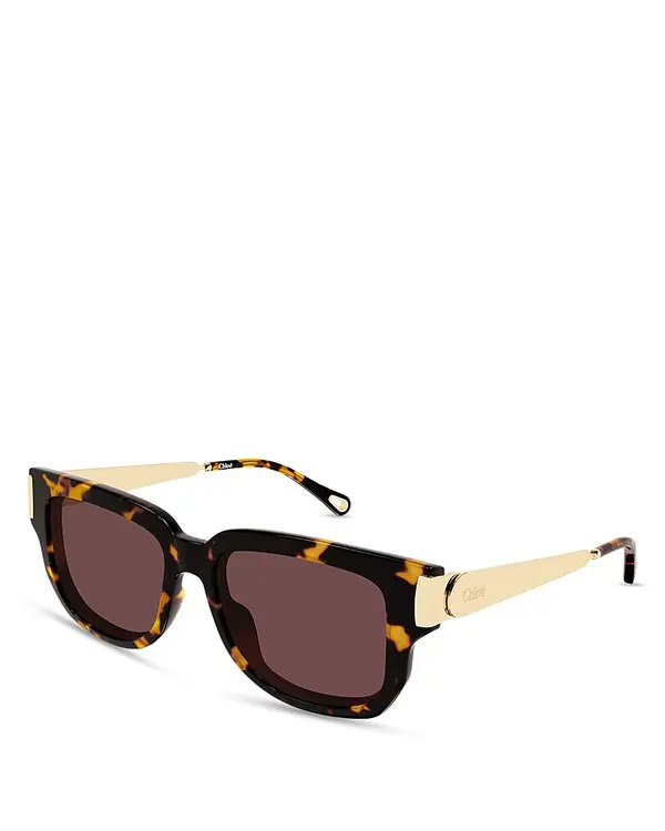 Chloé Rectangular Sunglasses, 54mm - Dark Havana/brown