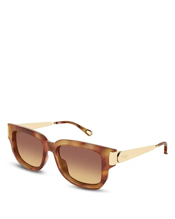 Chloé Rectangular Sunglasses, 54mm - Light Havana/brown