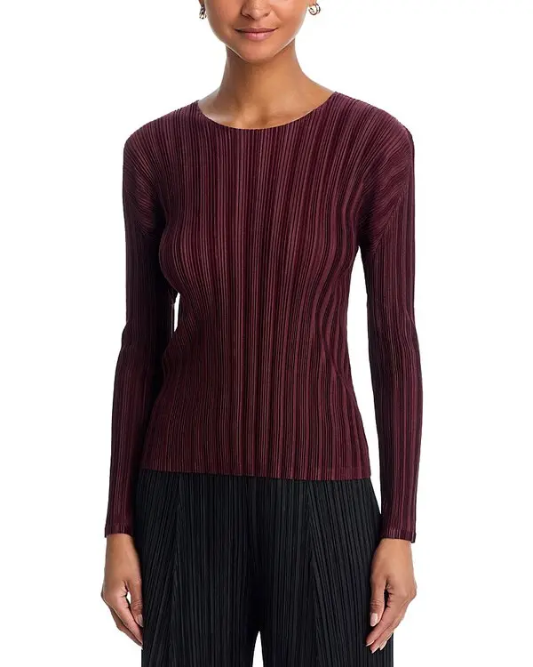 Issey Miyake Ribbed Pleats January Top - Bordeaux