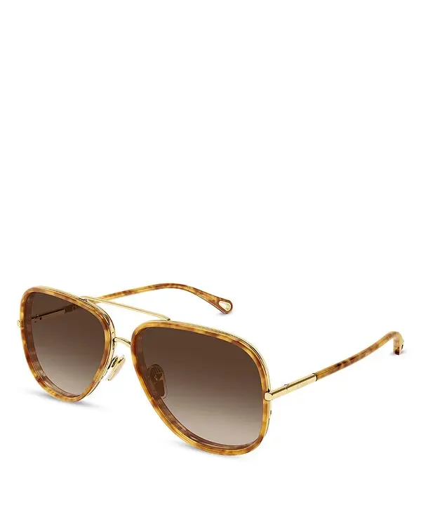 Chloé Pilot Sunglasses 60mm - Gold/brown