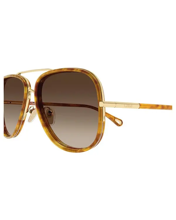 Chloé Pilot Sunglasses 60mm - Gold/brown