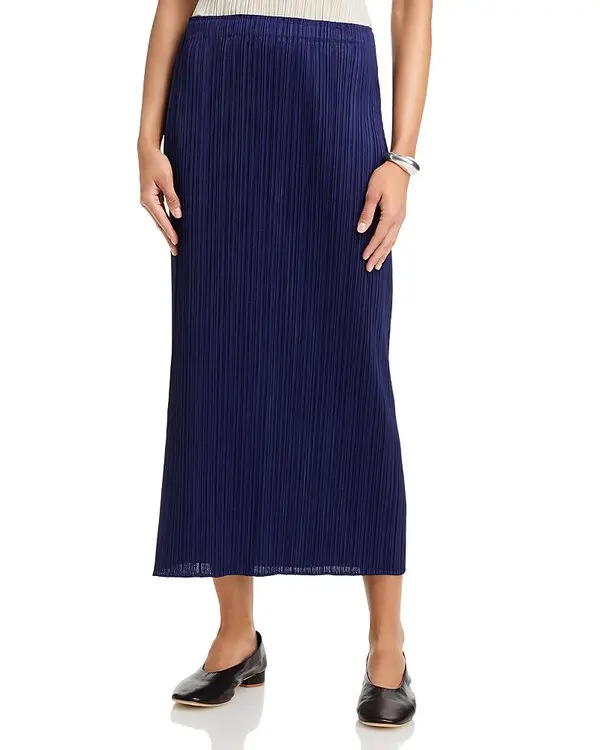 Issey Miyake Pleated Midi Skirt - Navy
