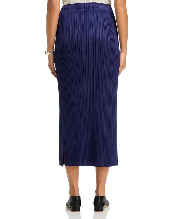 Issey Miyake Pleated Midi Skirt - Navy