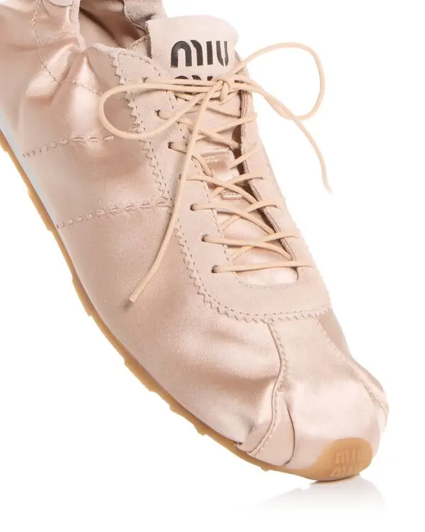 Miu Miu Plume Satin Sneakers - Cipria