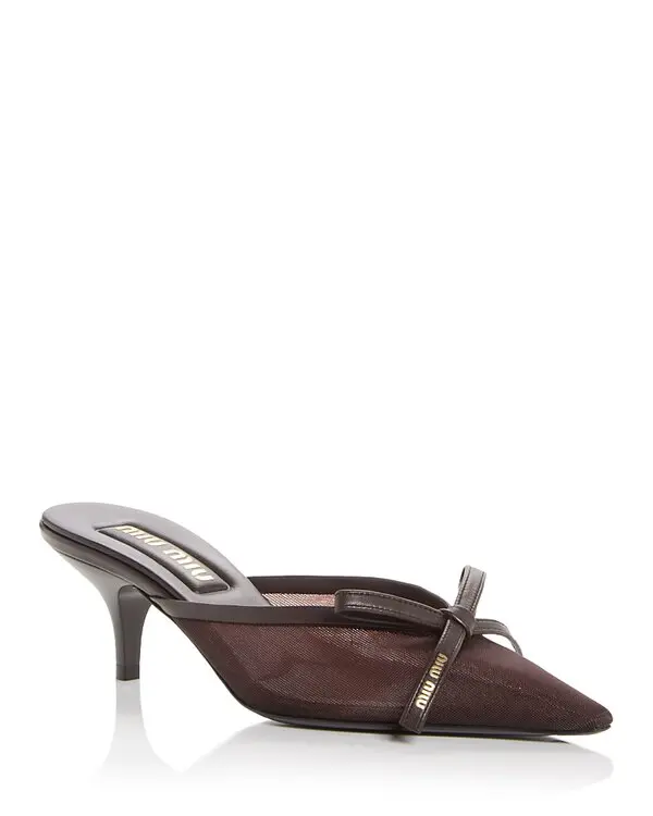 Miu Miu Bow Mule Pumps - Moro