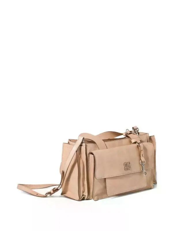 Miu Miu Utilitaire Leather Shoulder Bag - Neutrals