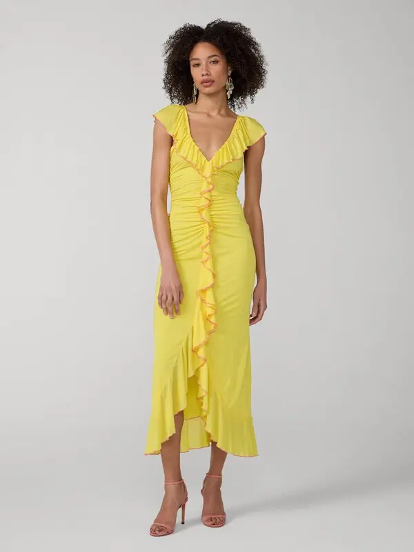 Diane Von Furstenberg Petra Ruffle Dress - Buttercup