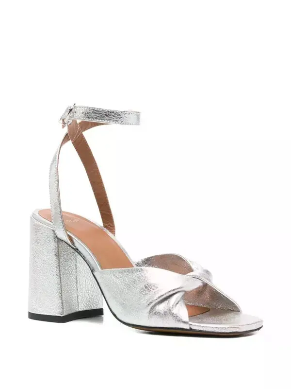 Maje Twisted Ankle Strap Sandals - Silver