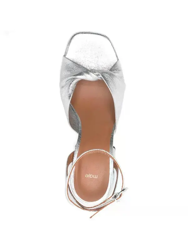 Maje Twisted Ankle Strap Sandals - Silver