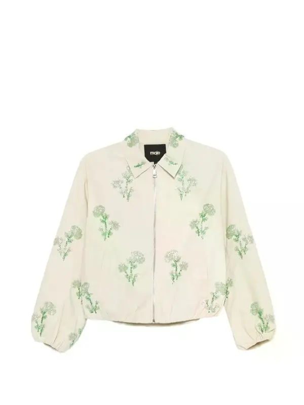 Maje Floral Embroidered Bomber Jacket