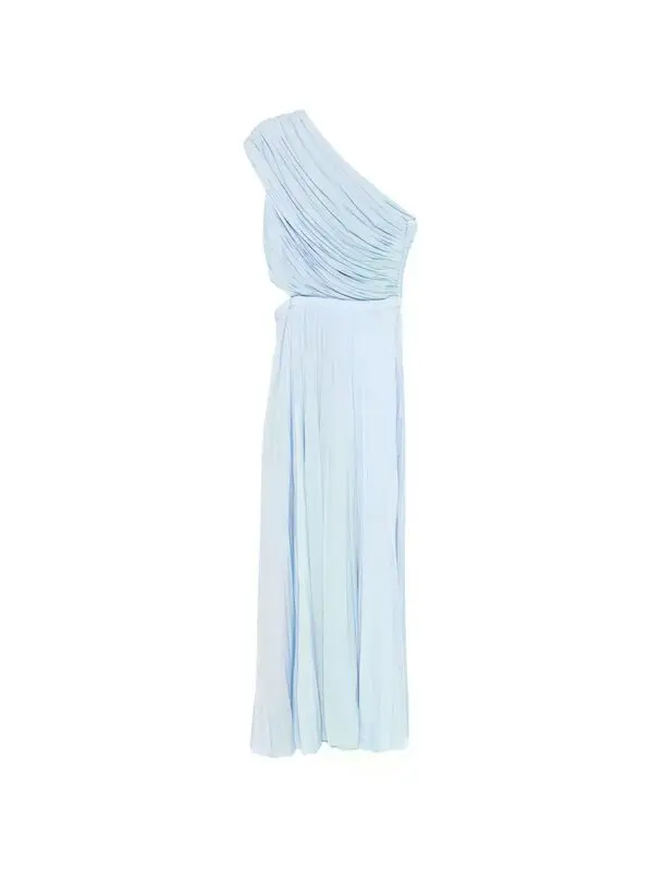 Maje Asymmetrical Pleated Maxi Dress - Blue