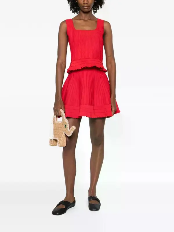 Maje Ruffled Ribbed Knit Top
