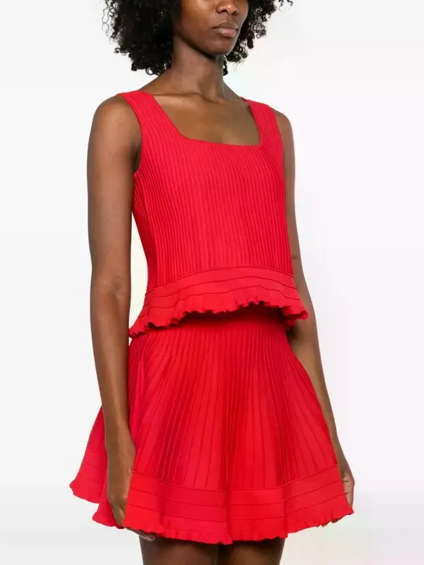 Maje Ruffled Ribbed Knit Top