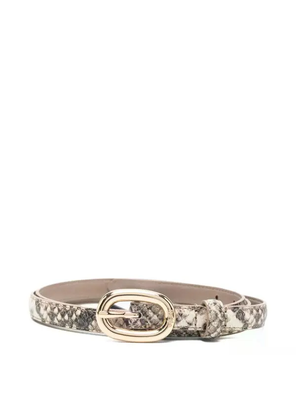 Maje Snake-print Oval Buckle Belt - Neutrals