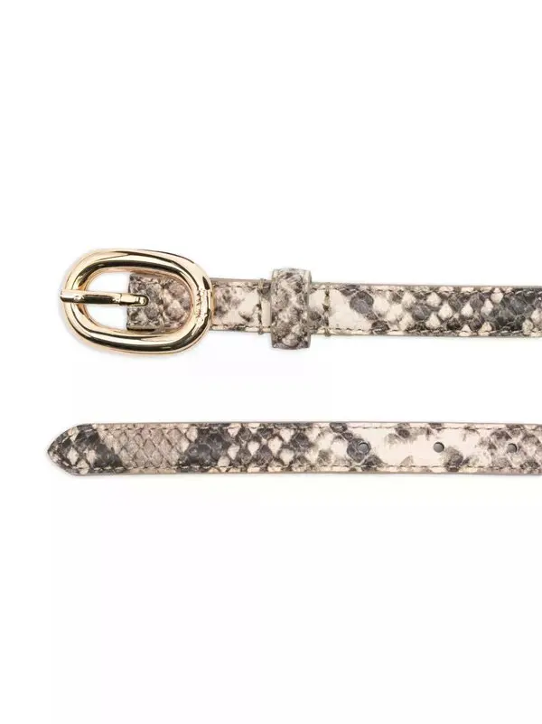 Maje Snake-print Oval Buckle Belt
