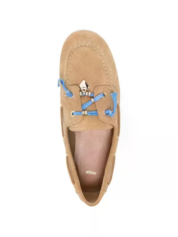 Maje Suede Boat Shoes With Bandana Laces And Heart Charm - Neutrals