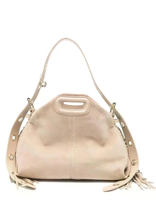 Maje Suede Fringed Tote Bag With Adjustable Strap - Neutrals