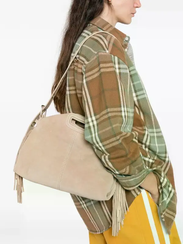 Maje Suede Fringed Tote Bag With Adjustable Strap