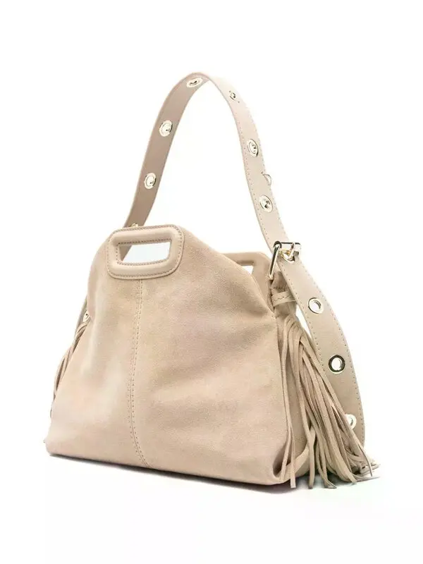 Maje Suede Fringed Tote Bag With Adjustable Strap