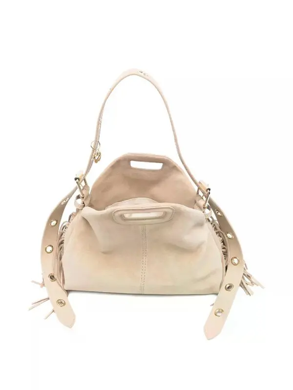 Maje Suede Fringed Tote Bag With Adjustable Strap