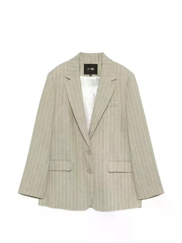 Maje Pinstripe Linen Cotton Blend Blazer - Neutrals