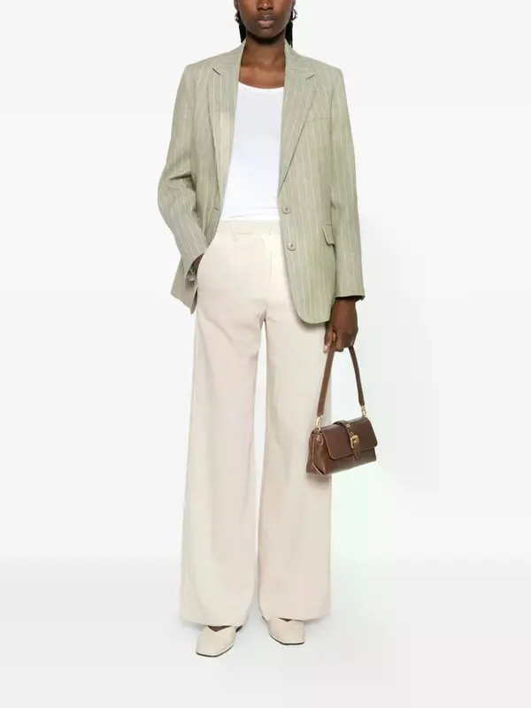 Maje Pinstripe Linen Cotton Blend Blazer - Neutrals