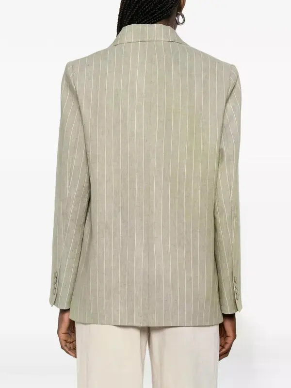 Maje Pinstripe Linen Cotton Blend Blazer - Neutrals