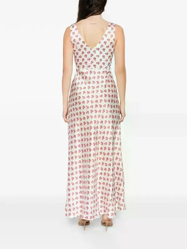 Maje Silk Floral V-neck Maxi Dress - White