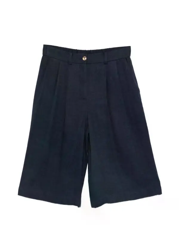 Maje Pleated Bermuda Shorts In Marled Navy