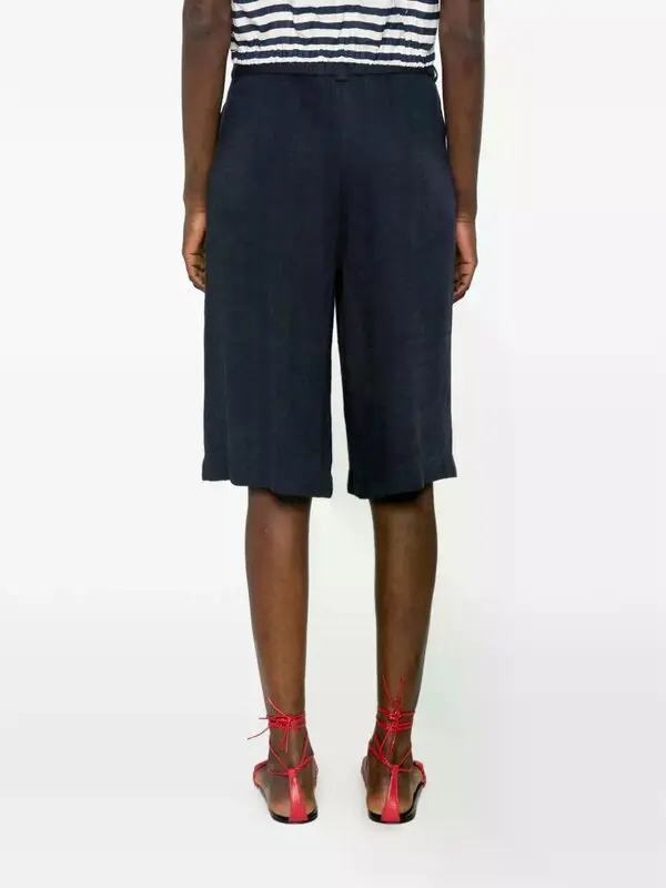 Maje Pleated Bermuda Shorts In Marled Navy