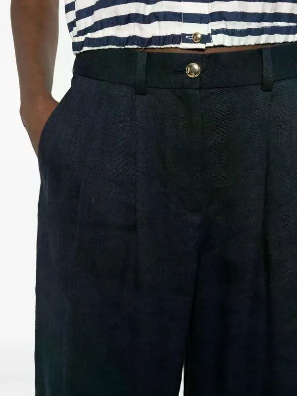 Maje Pleated Bermuda Shorts In Marled Navy