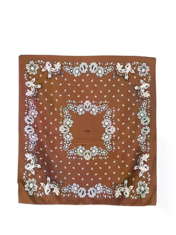 Maje Printed Scarf - Brown