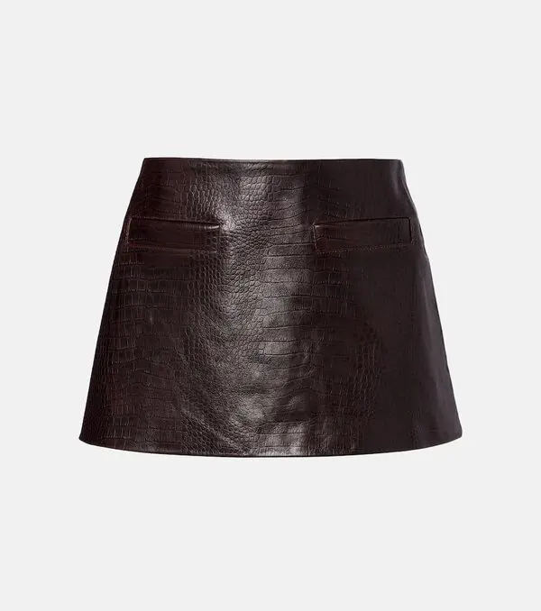 THE FRANKIE SHOP Croc-effect Leather Miniskirt