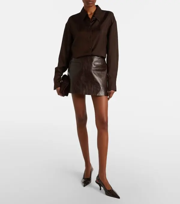 THE FRANKIE SHOP Croc-effect Leather Miniskirt