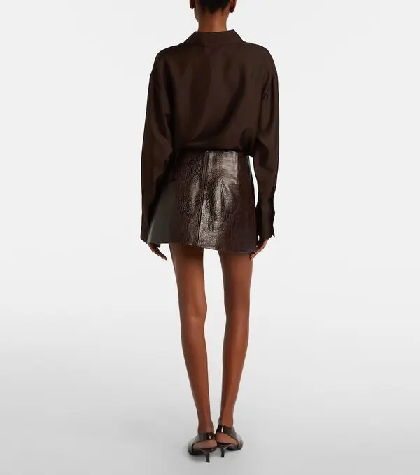 THE FRANKIE SHOP Croc-effect Leather Miniskirt