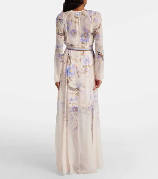 Zimmermann Luna Belted Floral Maxi Dress - Beige