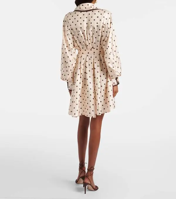Zimmermann Belted Polka-dot Silk Shirt Dress