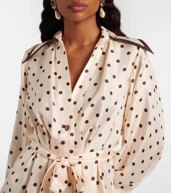 Zimmermann Belted Polka-dot Silk Shirt Dress