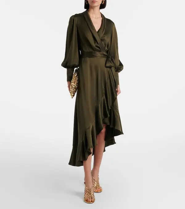 Zimmermann Silk Wrap Dress - Green