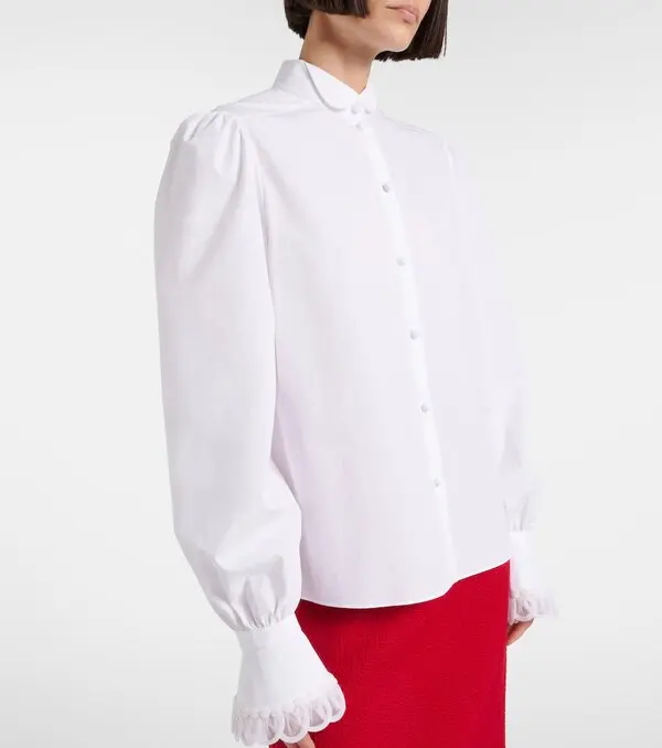 Valentino Garavani Embroidered Cotton Poplin Blouse - White