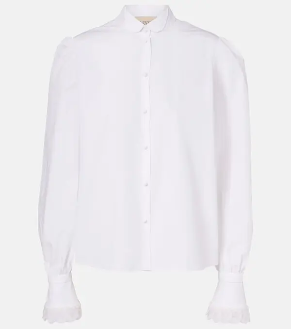 Valentino Garavani Embroidered Cotton Poplin Blouse - White
